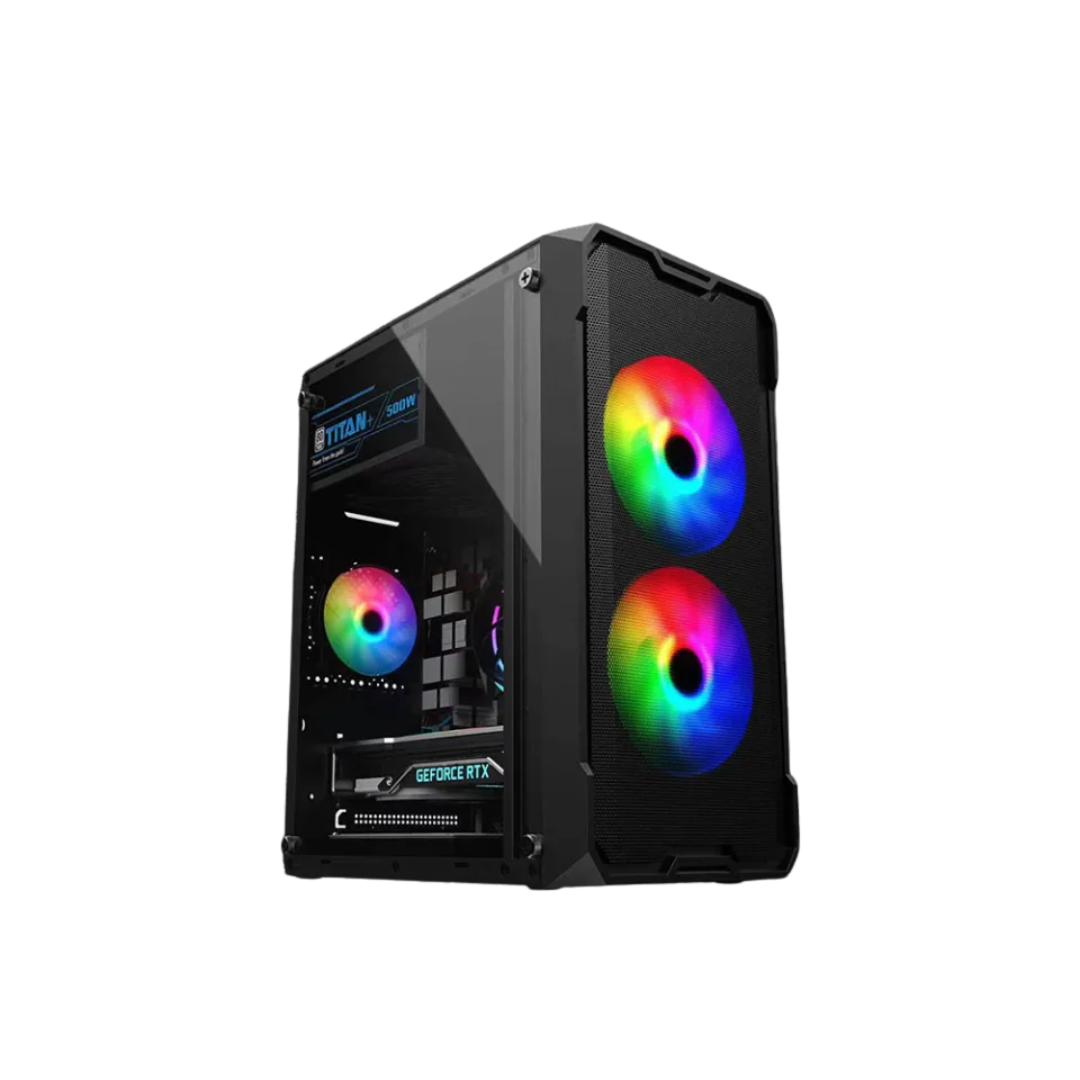 Keytech T100 MATX Case | 2 RGB Fans (Black) – Sub-Zero Systems